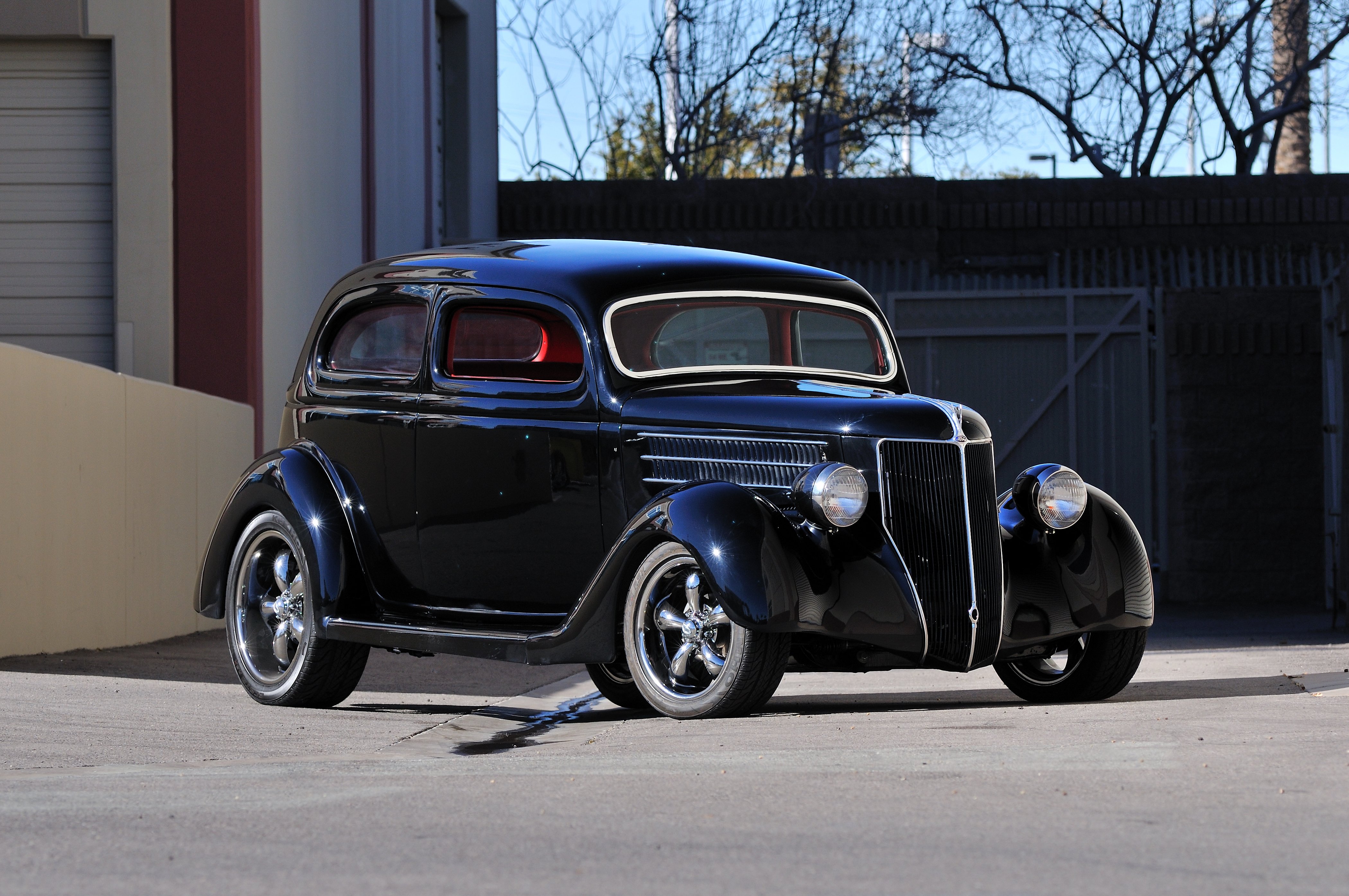 1936, Ford, Sedan, 2, Door, Streetrod, Hotrod, Hot, Rod, Street, Black ...