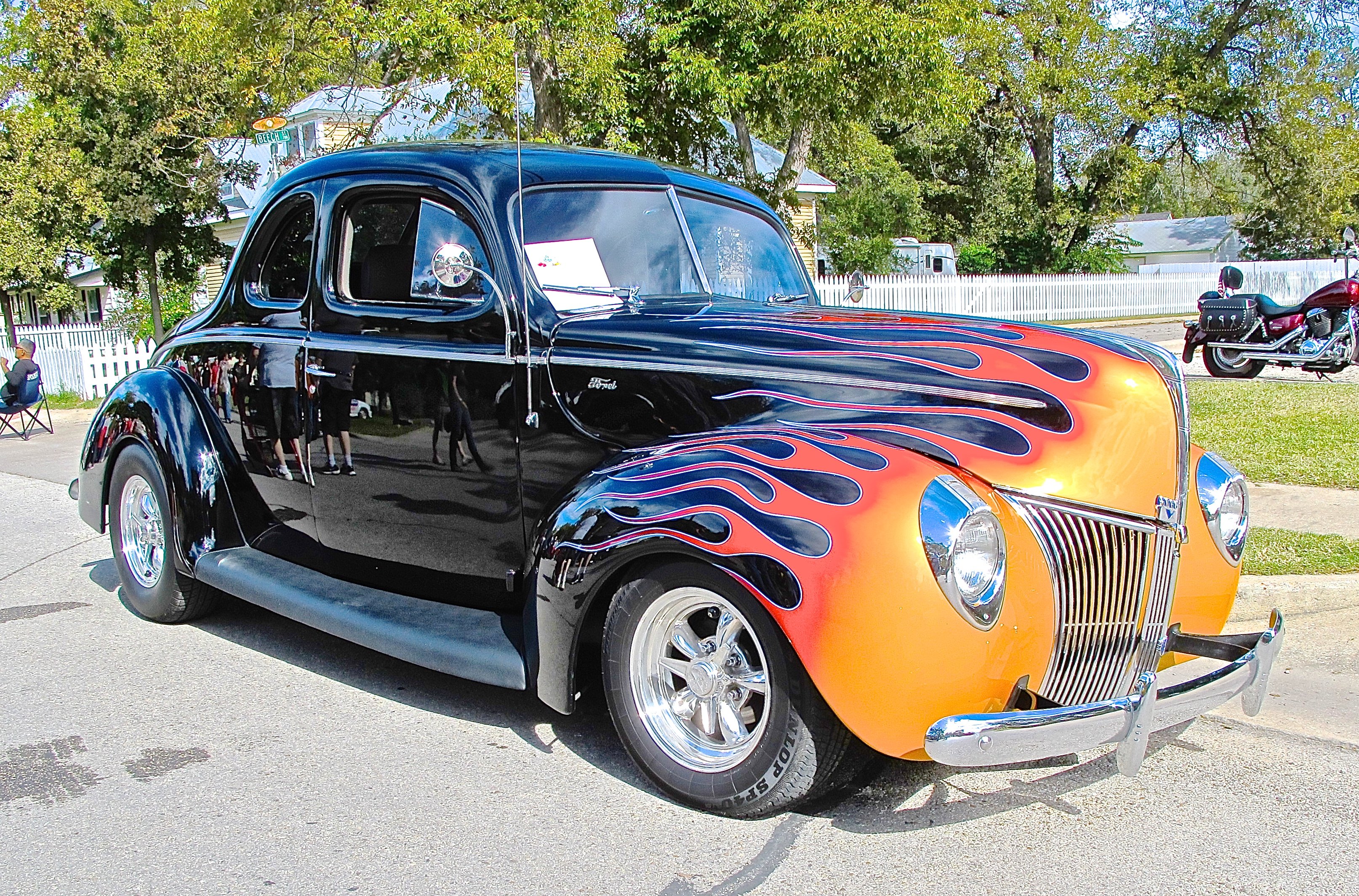 1940, Ford, Coupe, Hotrod, Streetrod, Hot, Rod, Street, Black, Flamed ...