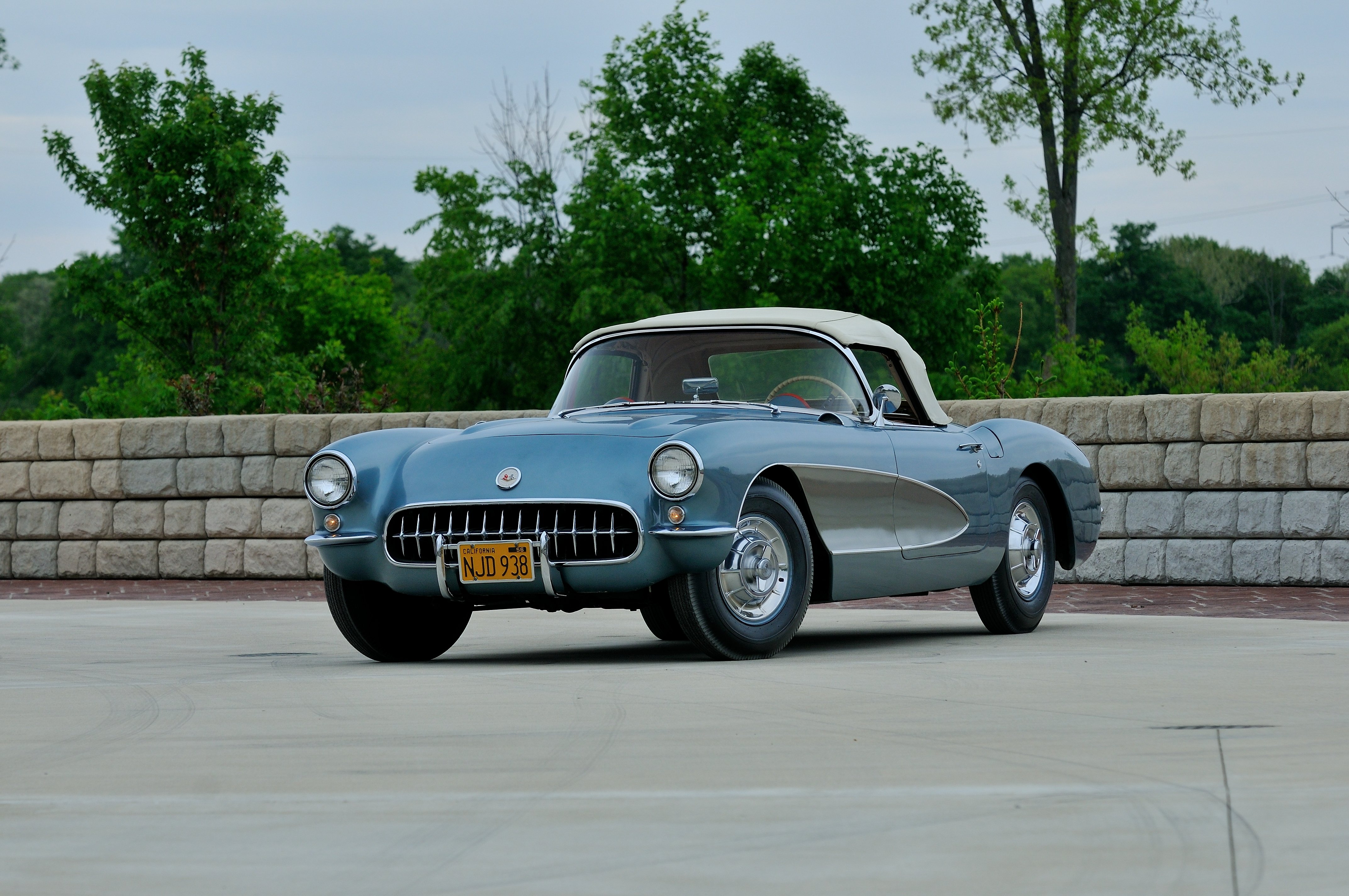 1956, Chevrolet, Corvette, Convertible, Classic, Old, Retro, Vintage ...