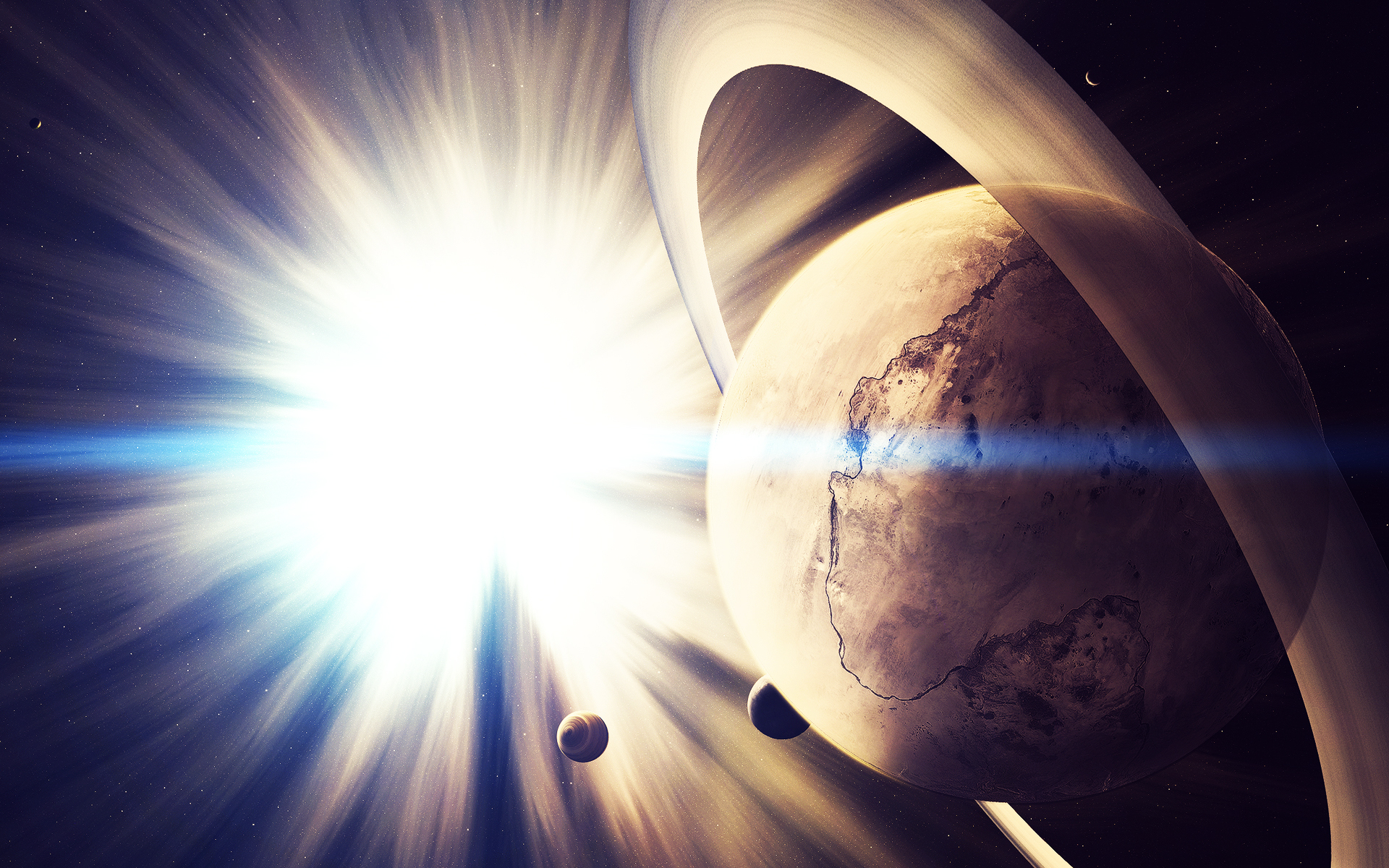 planets, Rays, Planet, Star, Stars, Space, Outer, Moons, Moon ...