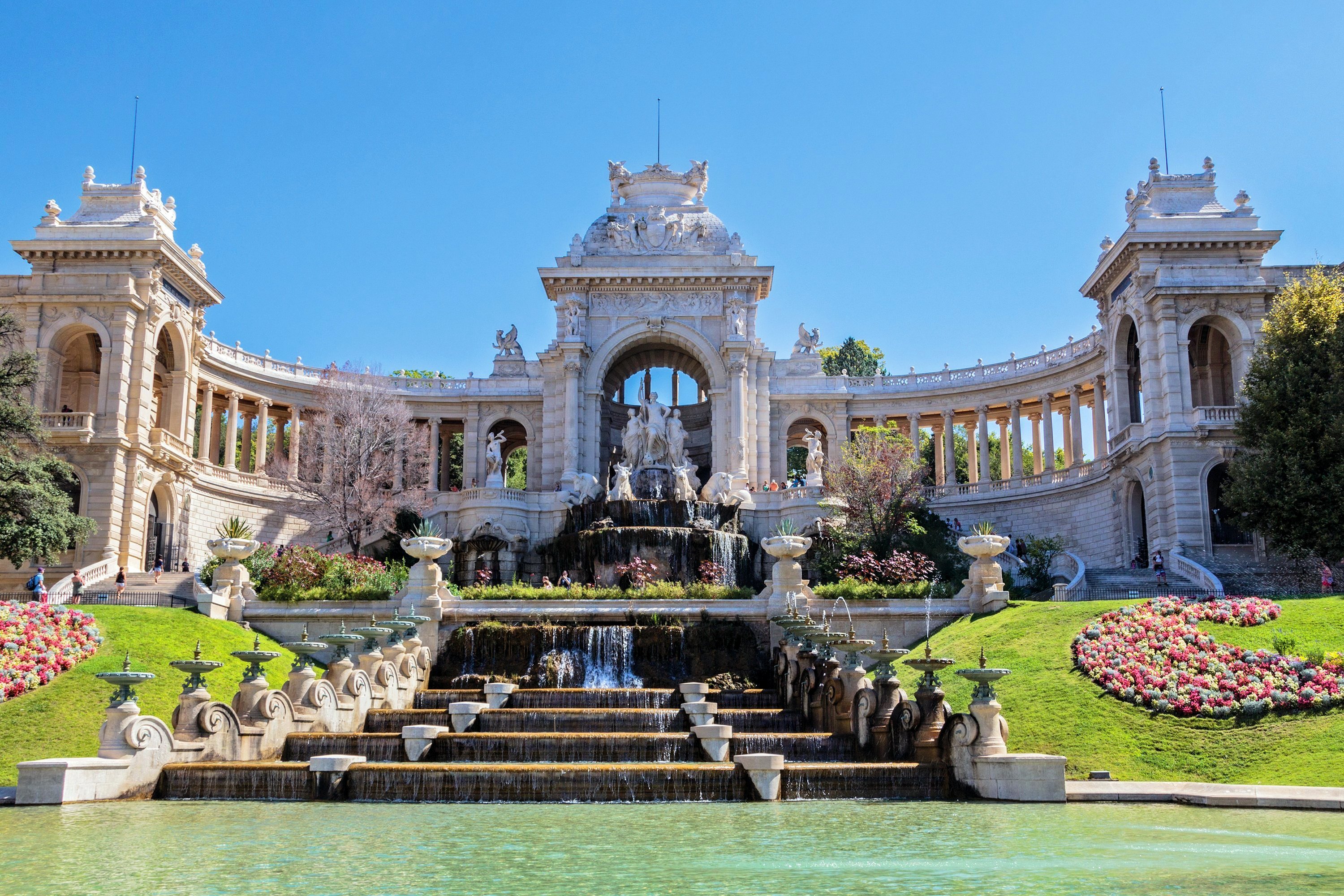 france, Sculptures, Waterfalls, Palace, Palais, Longchamp, Marseille ...