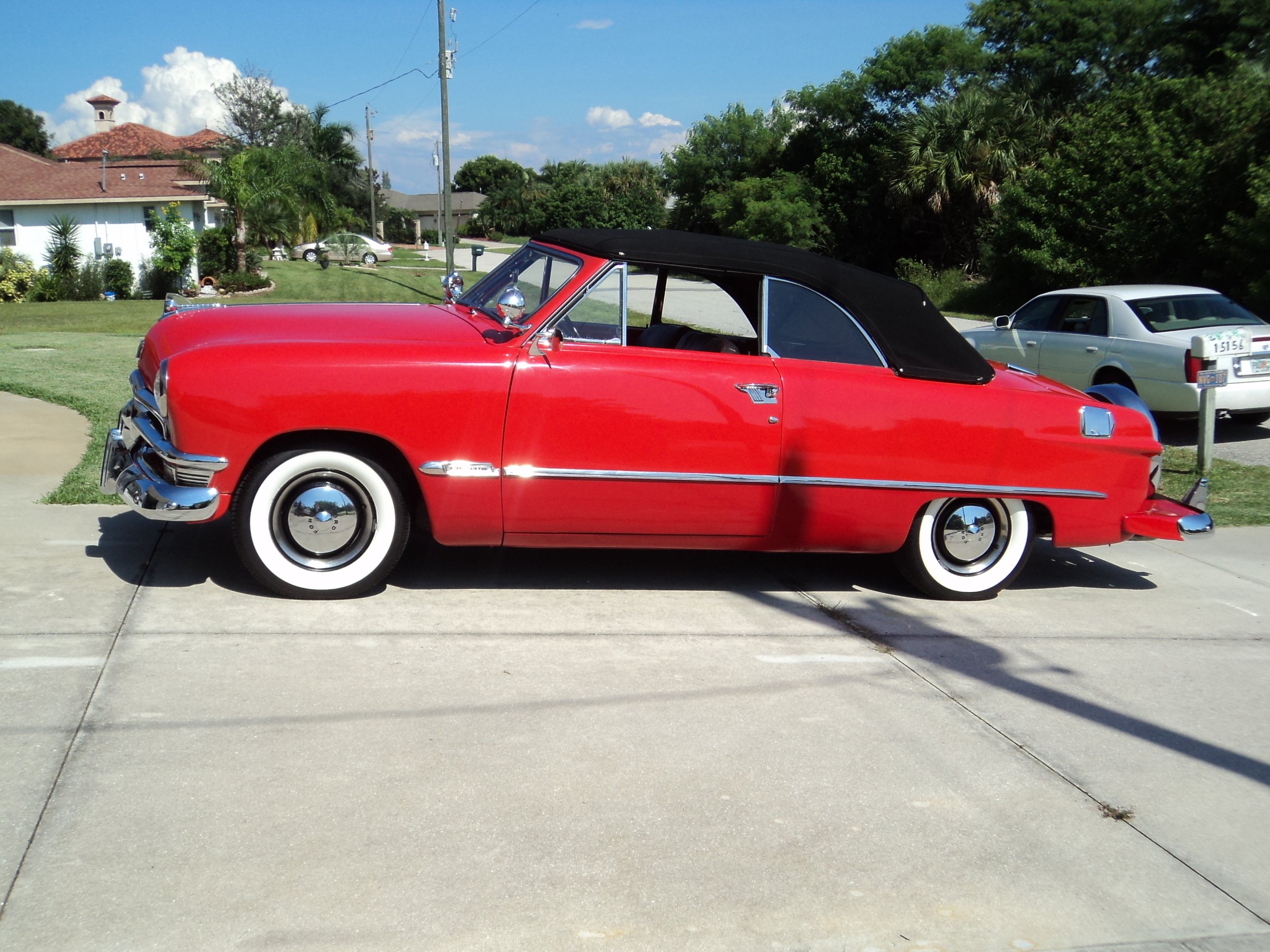 1950, Ford, Custonline, Deluxe, Convertible, Red, Classic, Old, Vintage ...