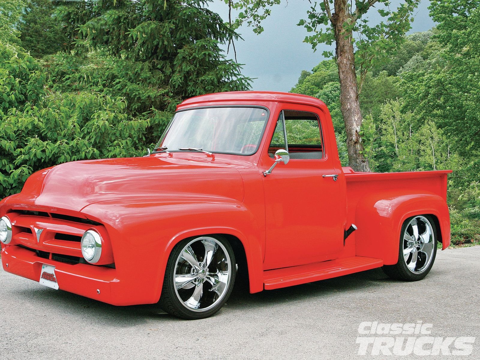 1954, Ford, F100, Pickup, Hotrod, Streetrod, Hot, Rod, Street, Red, Usa ...