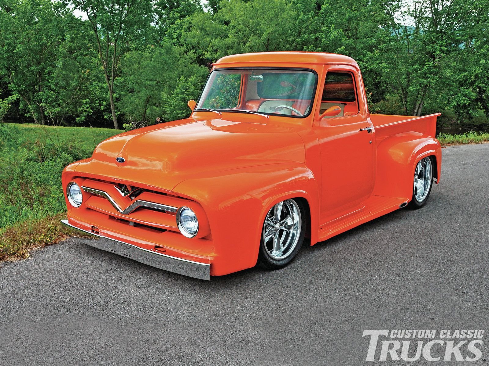 1955, Ford, F 100, Pickup, Hotrod, Streetrod, Hot, Rod, Street, Red ...