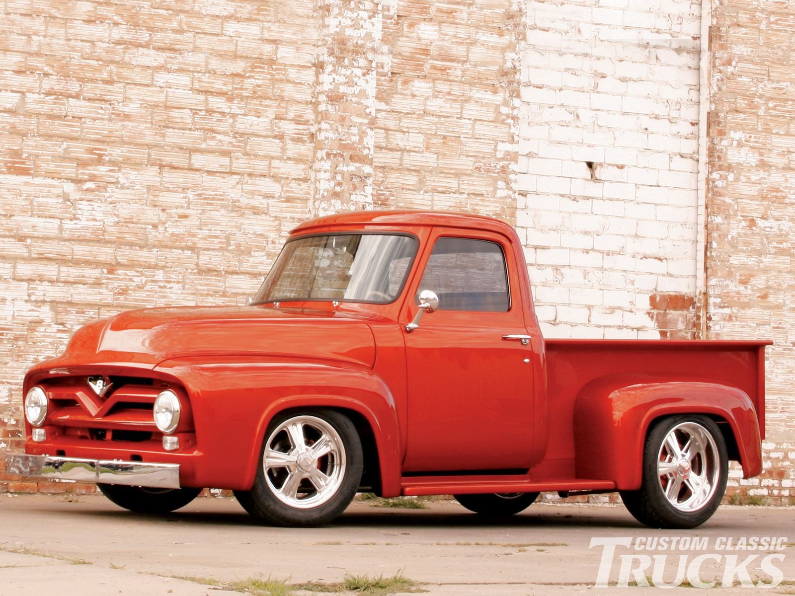 1955, Ford, F 100, Pickup, Hotrod, Streetrod, Hot, Rod, Street, Red ...