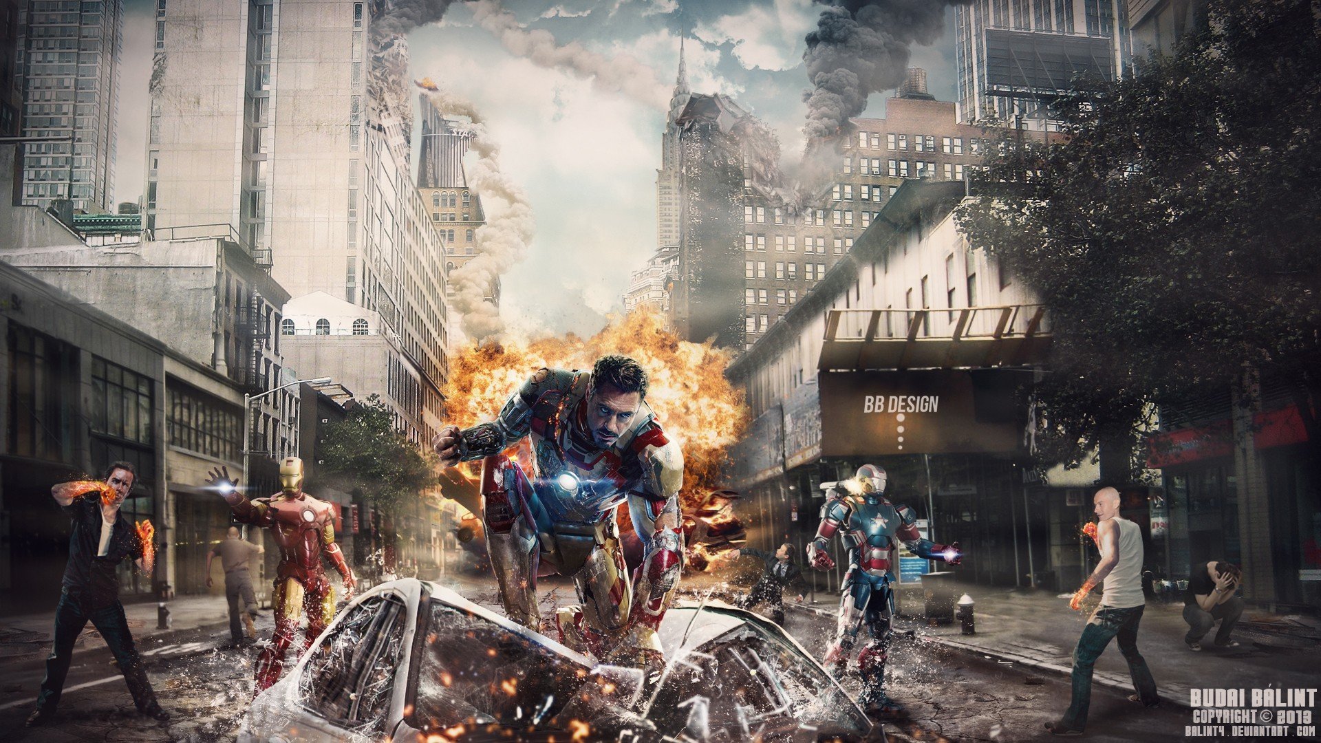iron, Man, Cars, Explosions, New, York, City, Destroyed, Robert, Downey ...