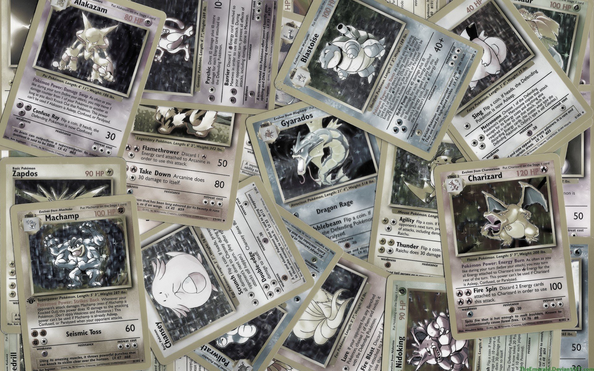 cards, Pokemon, Gray, Blastoise, Mewtwo, Ninetails, Gyarados ...