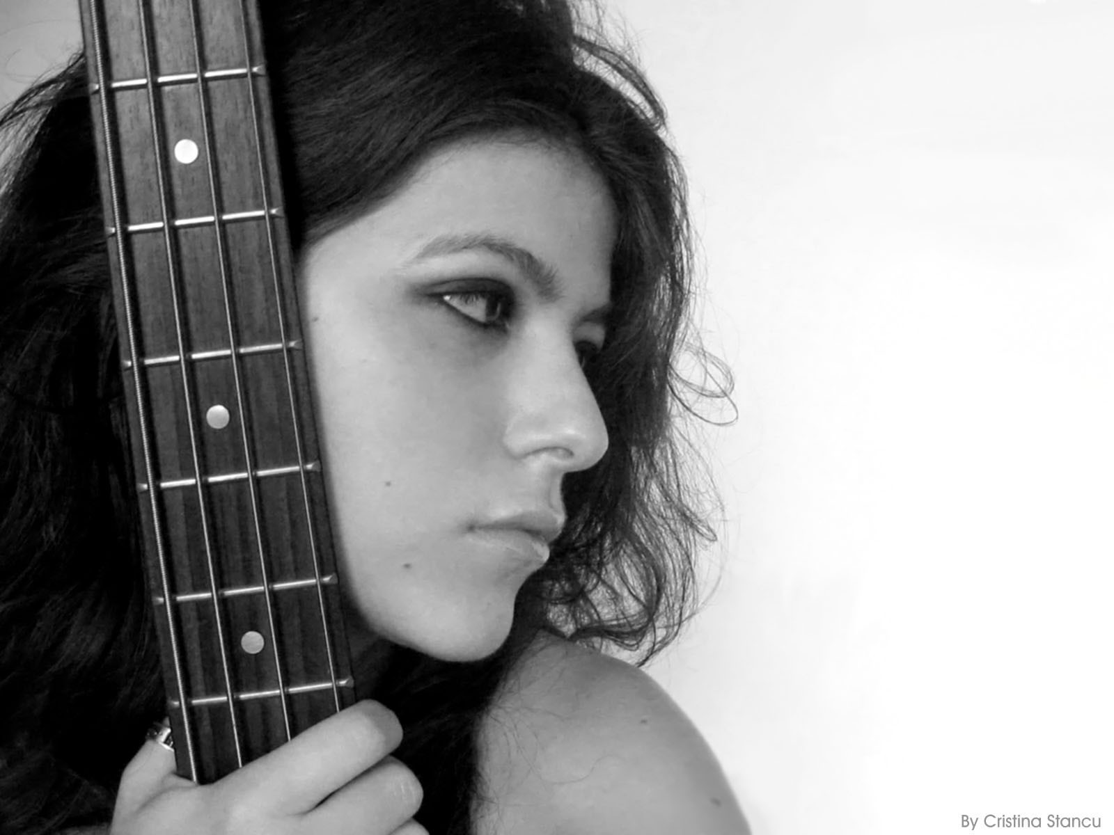 women, Music, Bass, Grayscale, Instruments, Guitars Wallpapers HD ...