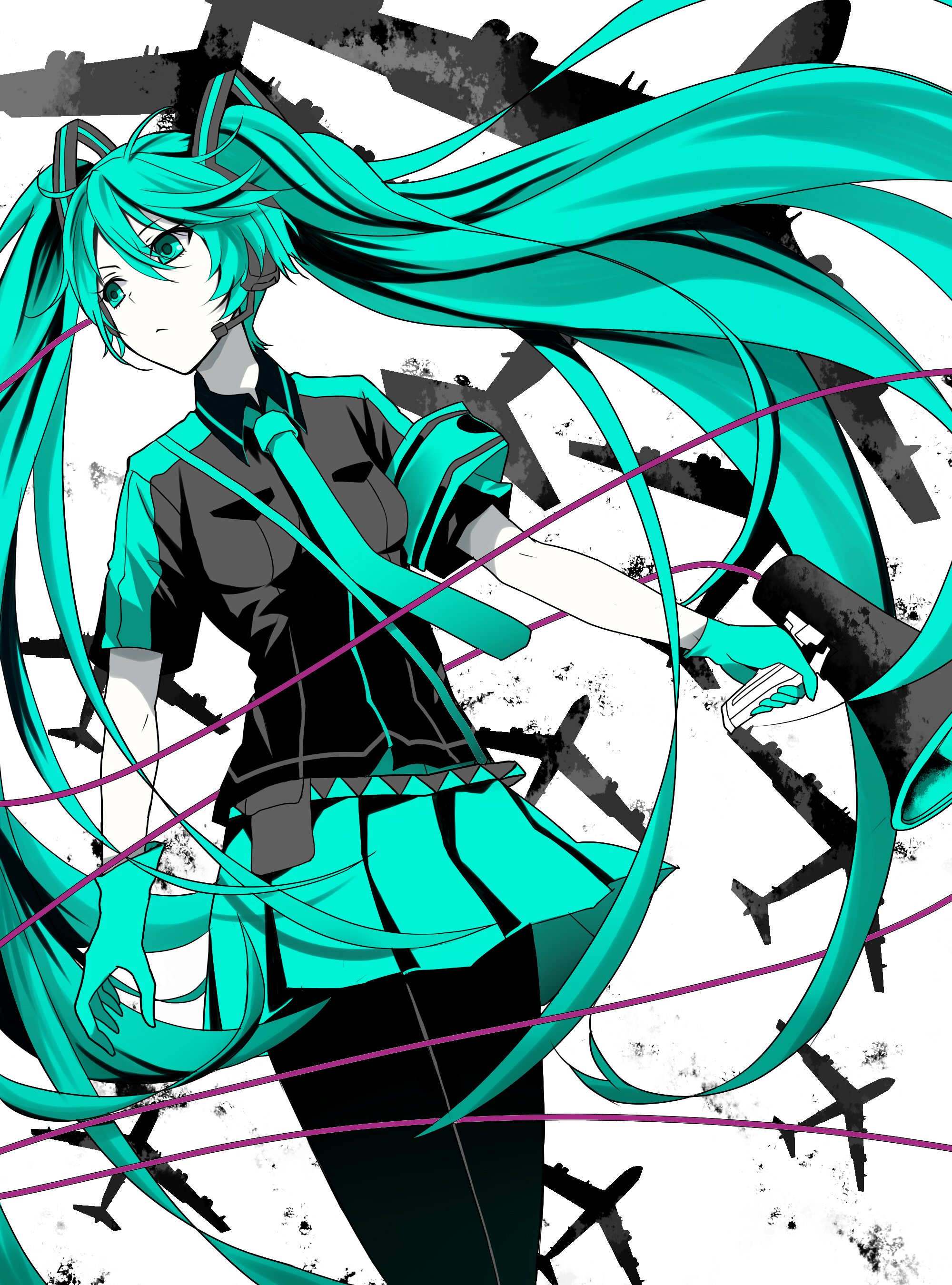 vocaloid, Hatsune, Miku, Speaker, Looking, Away, Airplane Wallpapers HD ...