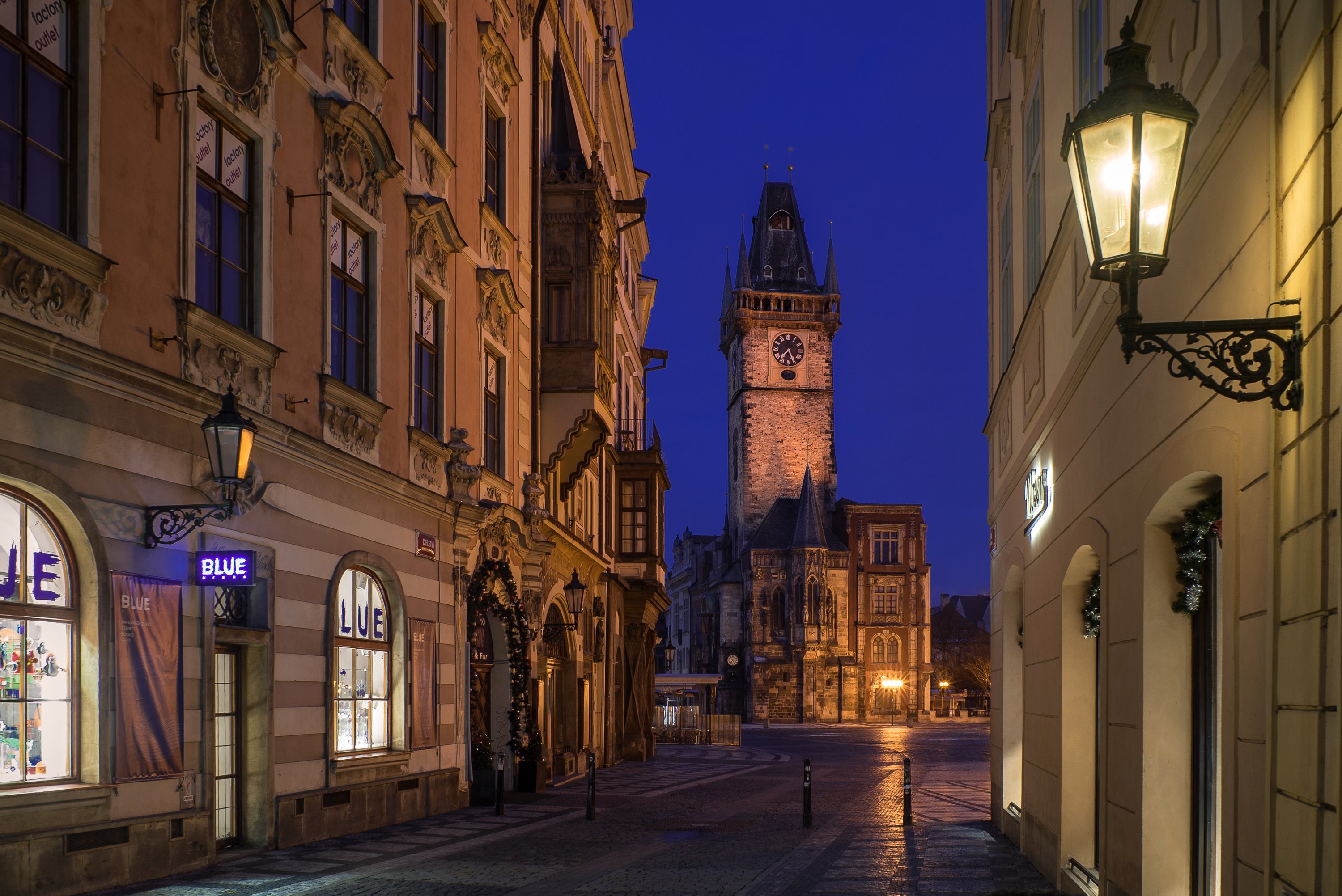 prague, Czech, Republic, Houses, Street, Night, Street, Lights, Nove ...